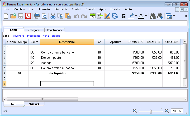 Prima nota Cassa e Banca | Banana Accounting Software