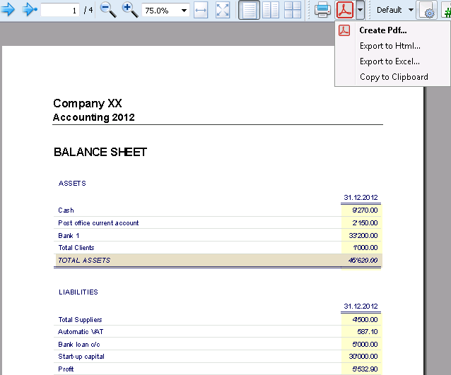 End of Year PDF printouts | Banana Accounting Software