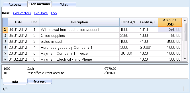 Transaction types | Banana Accounting Software