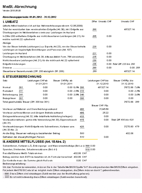 Aktuell: Die Formulare für die Mehrwertsteuerabrechnung | Banana ...