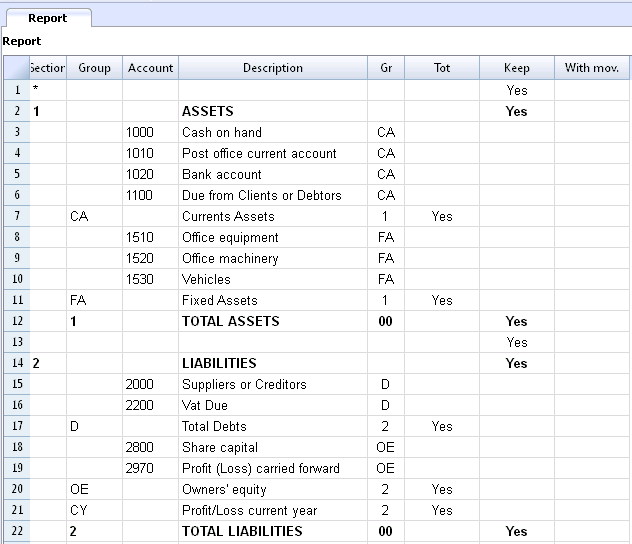 Accounting report file | Banana Accounting 7