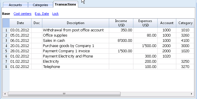 Transactions | Banana Accounting Software