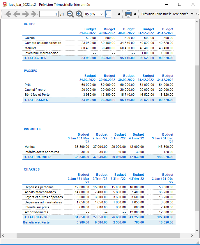Budget et planification financière | Banana Accounting Software