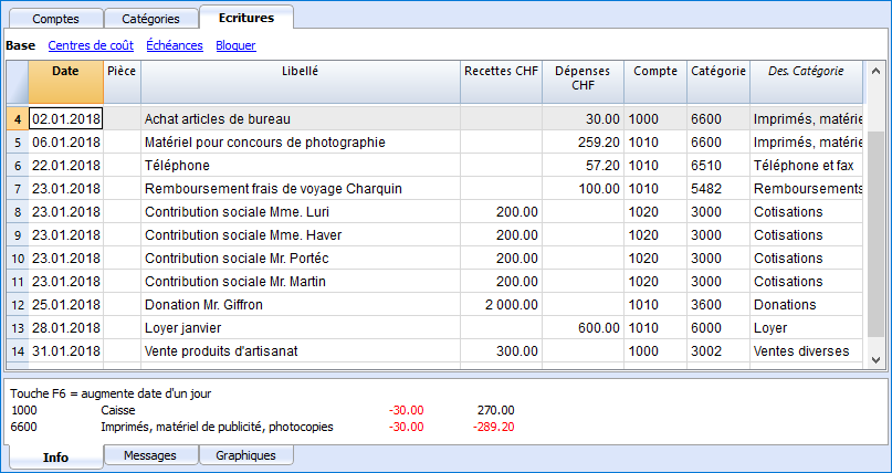 Écritures | Banana Comptabilité Software